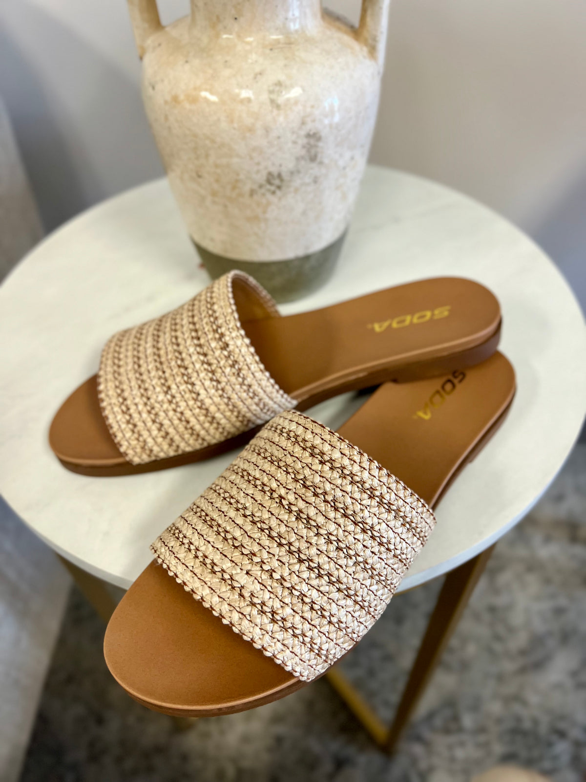 Natural Raffia Slide - FINAL SALE – Trend Clothing
